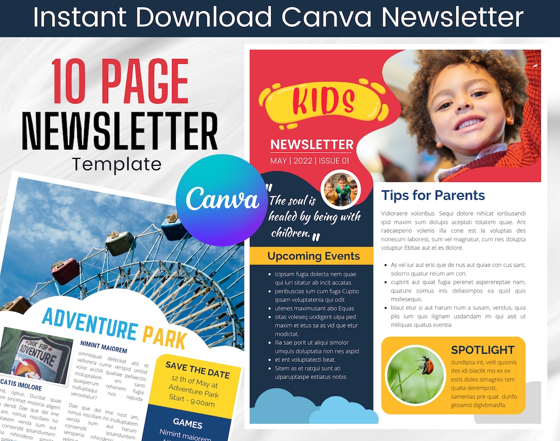 Kids Email NEWSLETTER TEMPLATE 10 Pages Editable (Download Now) - Etsy