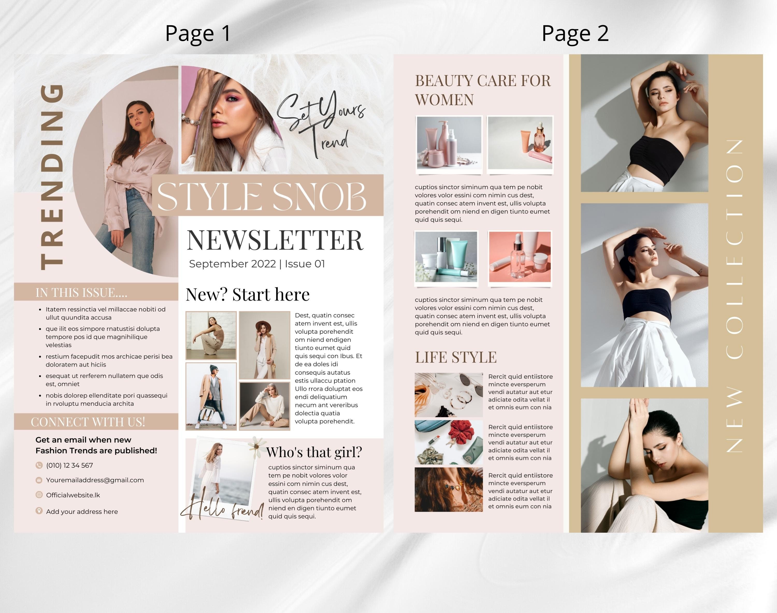 Fashion Newsletter Template: Editable Canva Layout (digital Download ...