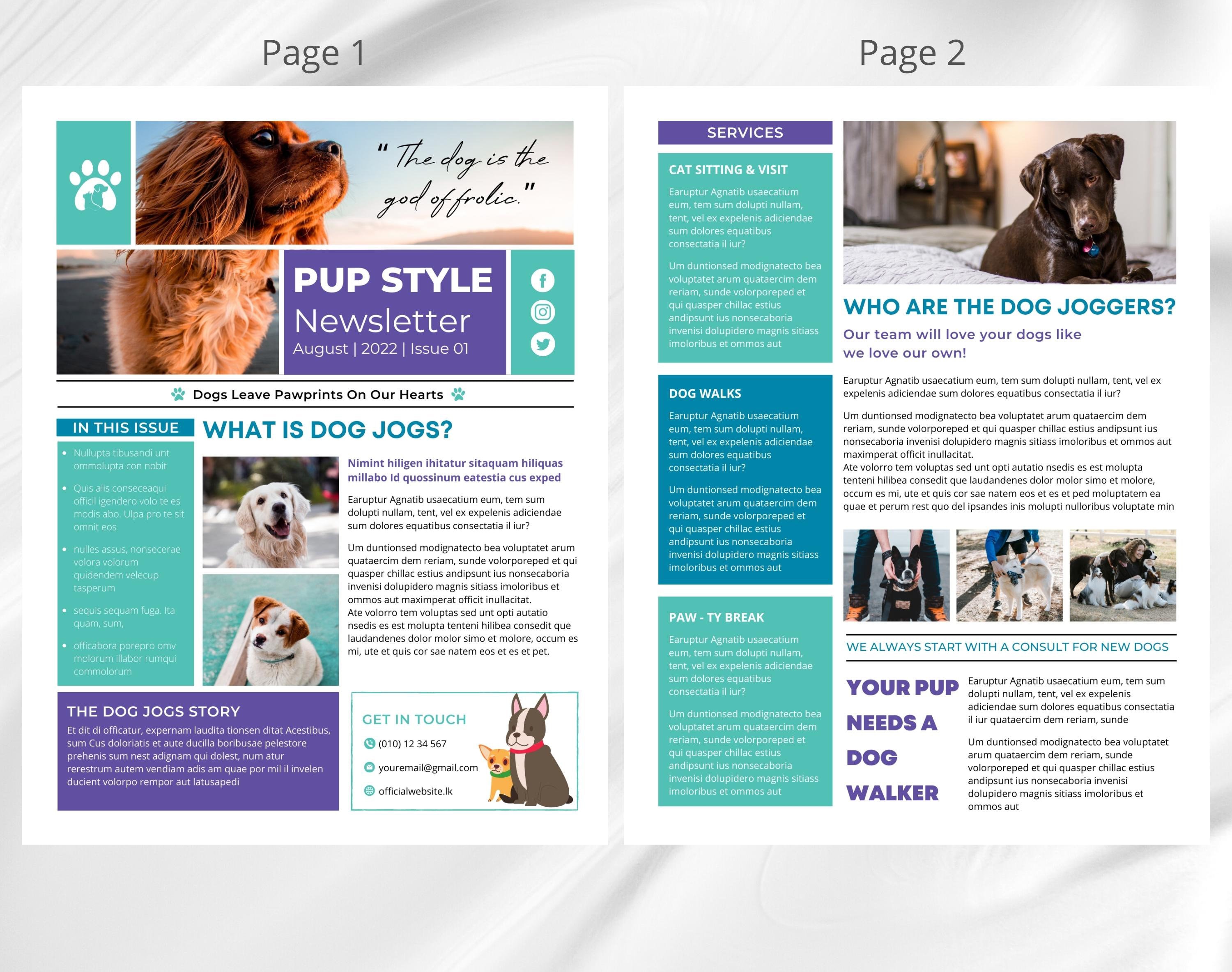 Pet Care Email NEWSLETTER TEMPLATE Editable on Canva, Digital and ...
