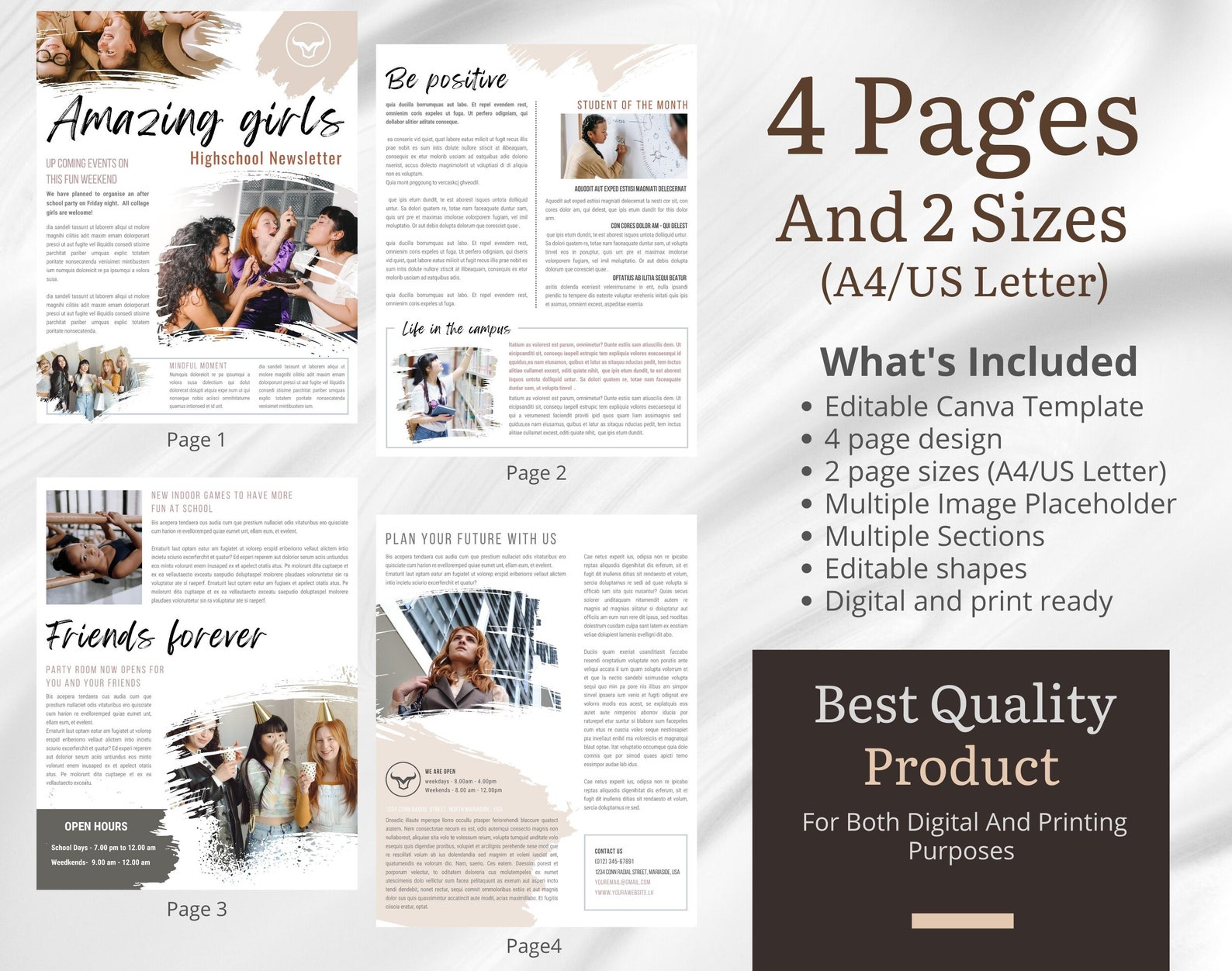 Highschool Email NEWSLETTER TEMPLATE Editable on Canva | Etsy