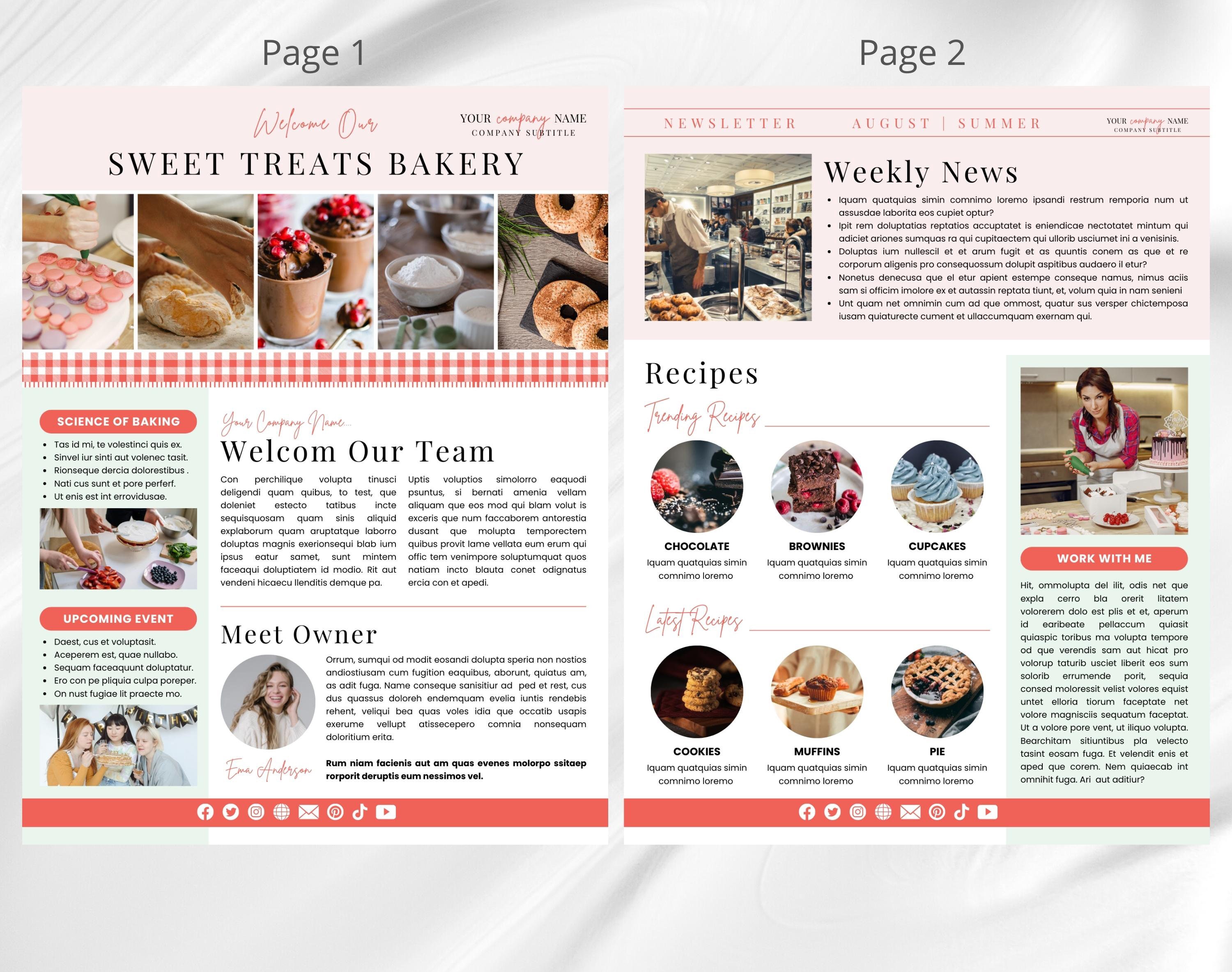 Bakery Email NEWSLETTER TEMPLATE Editable on Canva, Digital and ...