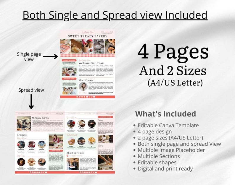 Bakery Email NEWSLETTER TEMPLATE Editable on Canva, Digital and ...