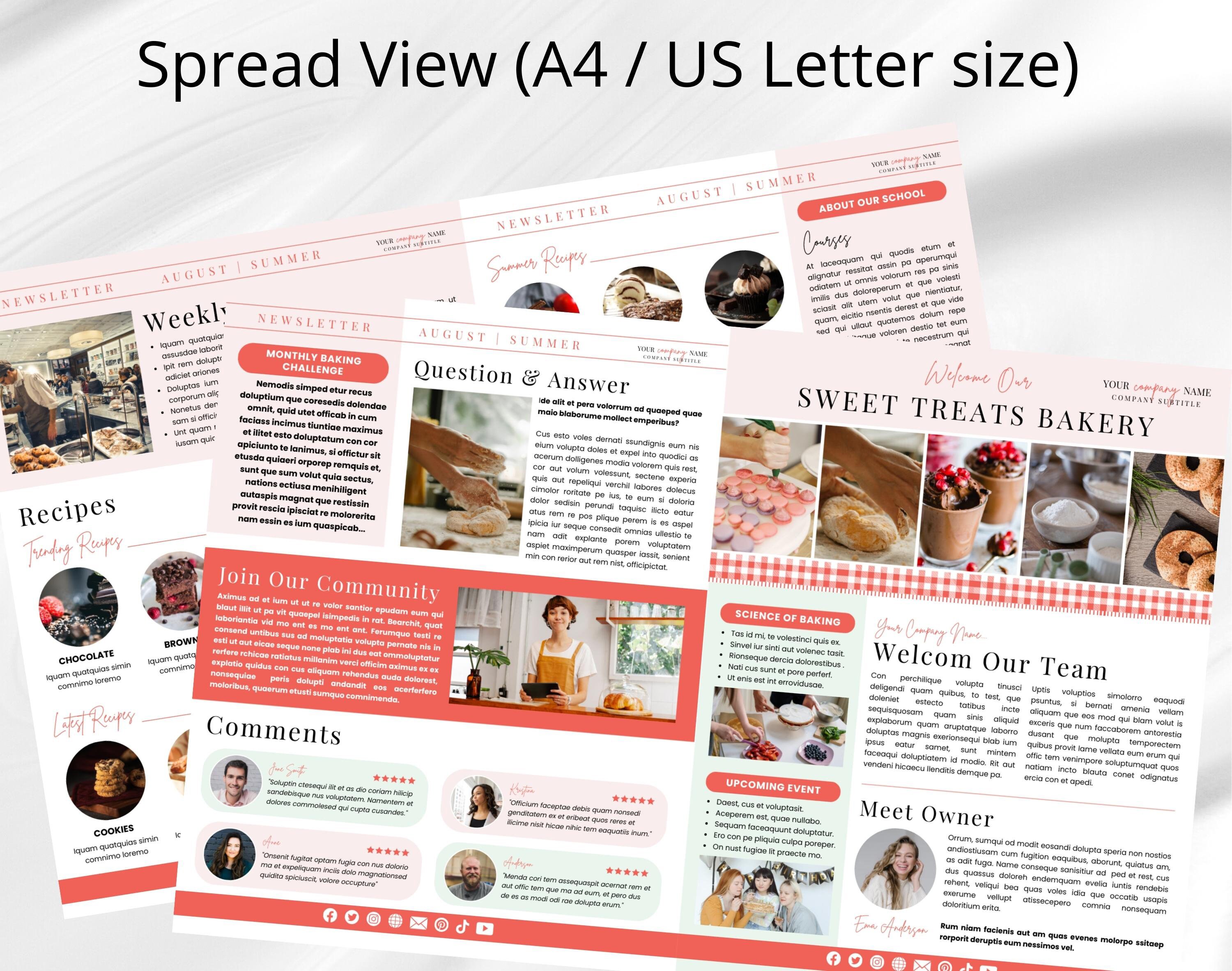Bakery Email NEWSLETTER TEMPLATE Editable on Canva, Digital and ...