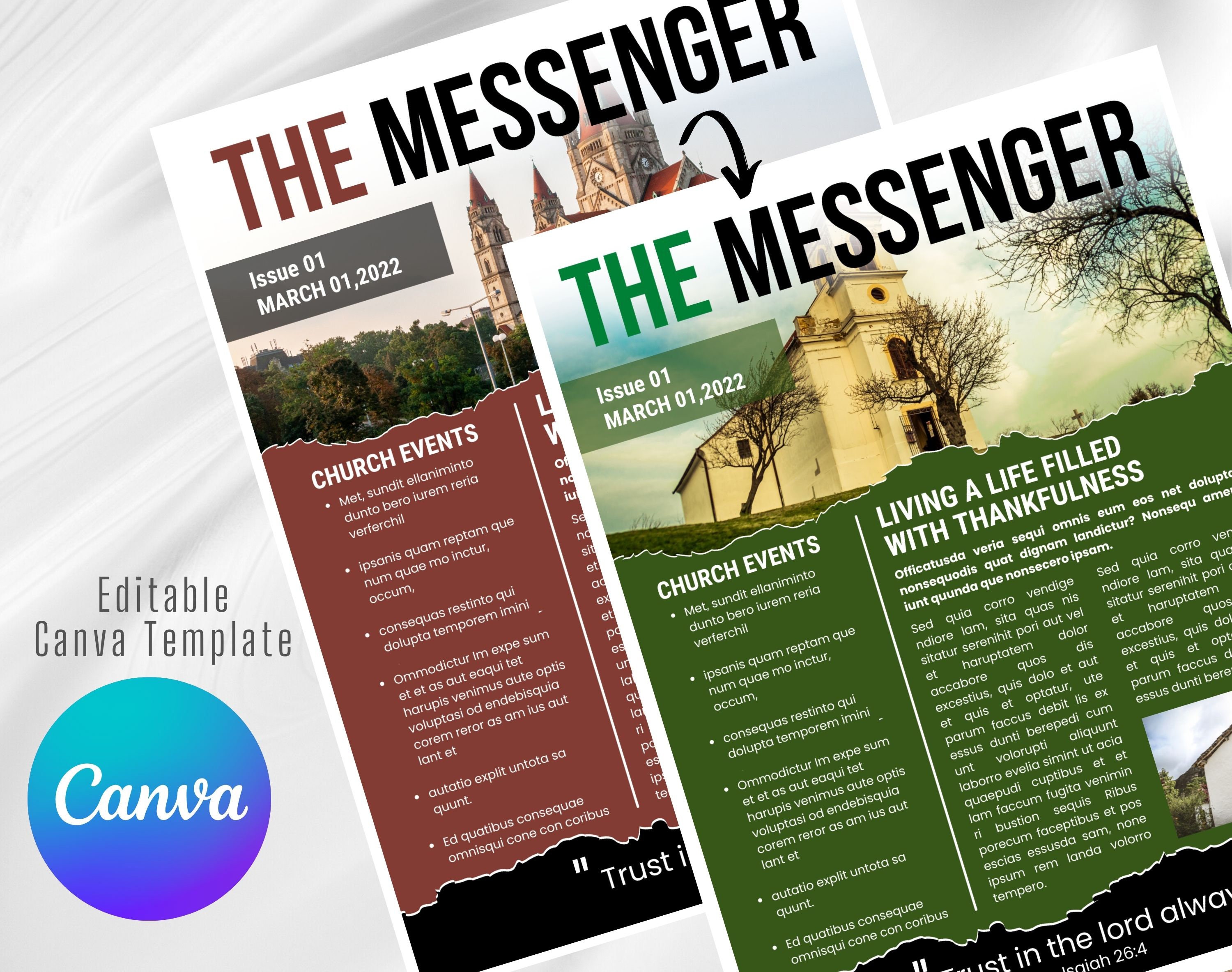 CHURCH Flyer NEWSLETTER Editable Canva Template, Digital and Printable ...