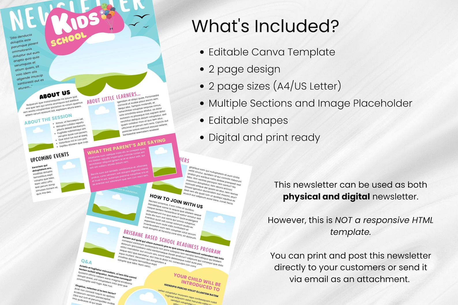 Email Newsletter Template for Kids, Editable Canva Template, Digital ...