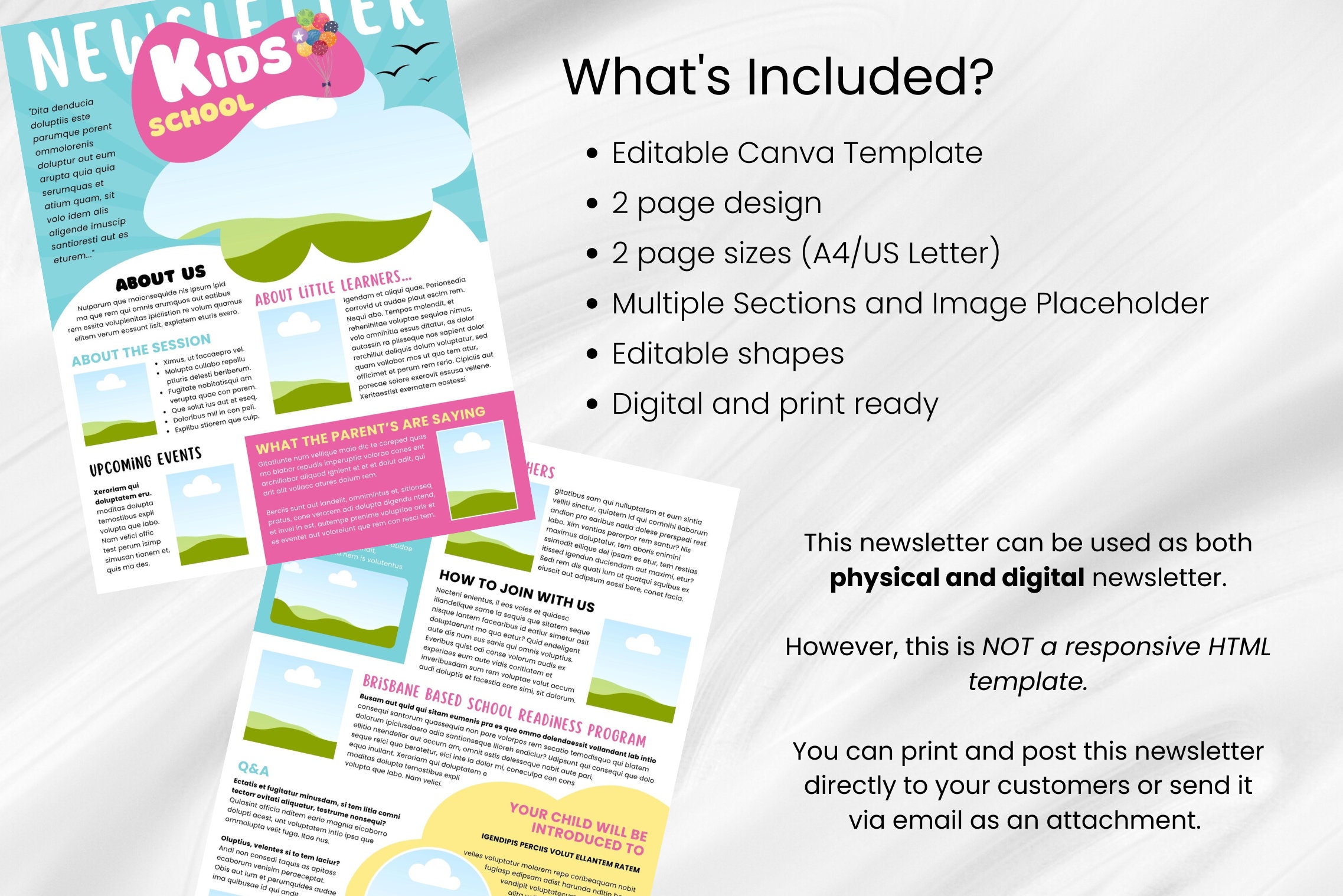 Email Newsletter Template for Kids, Editable Canva Template, Digital ...