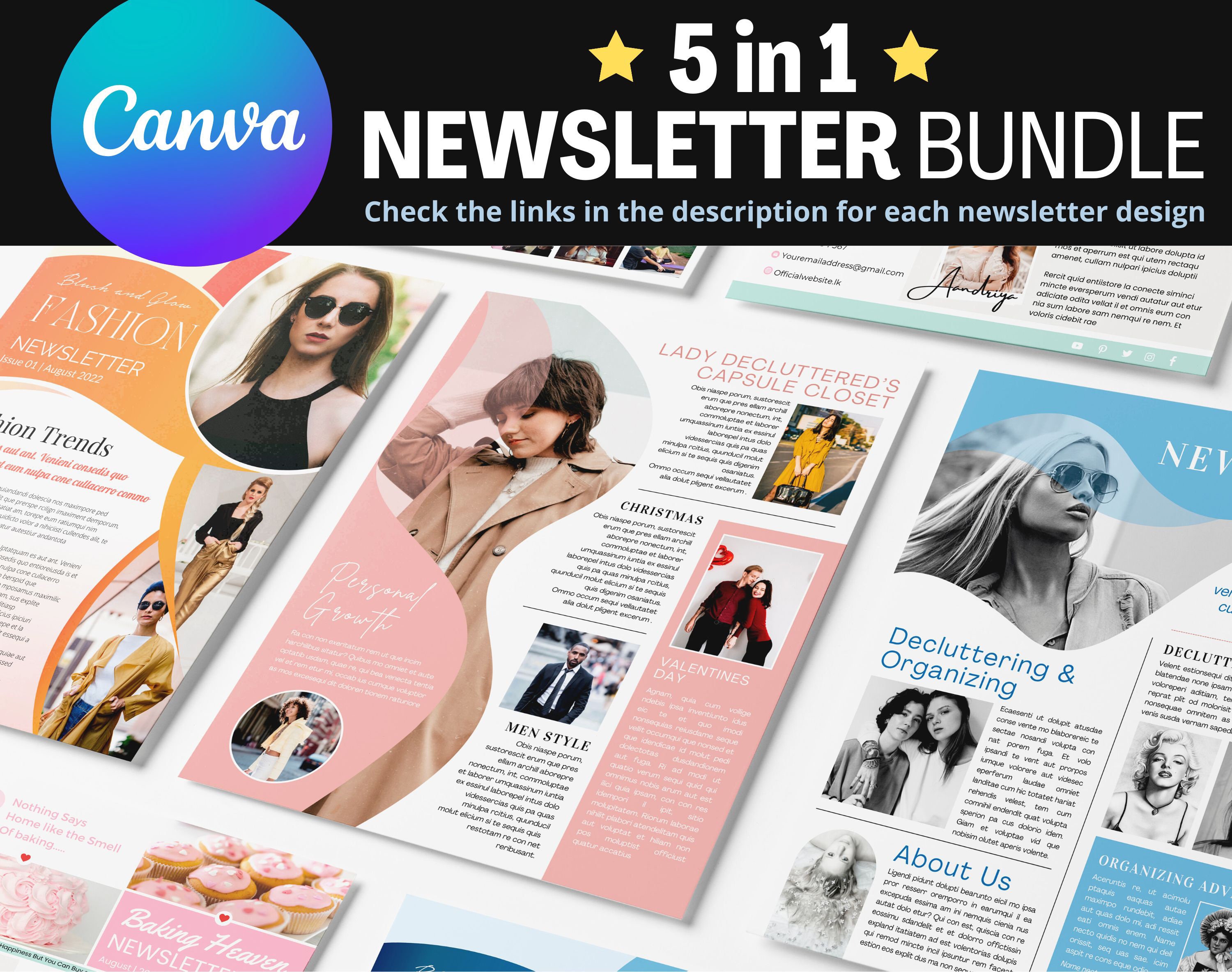 Email NEWSLETTER TEMPLATES Bundle Editable on Canva, Digital and ...