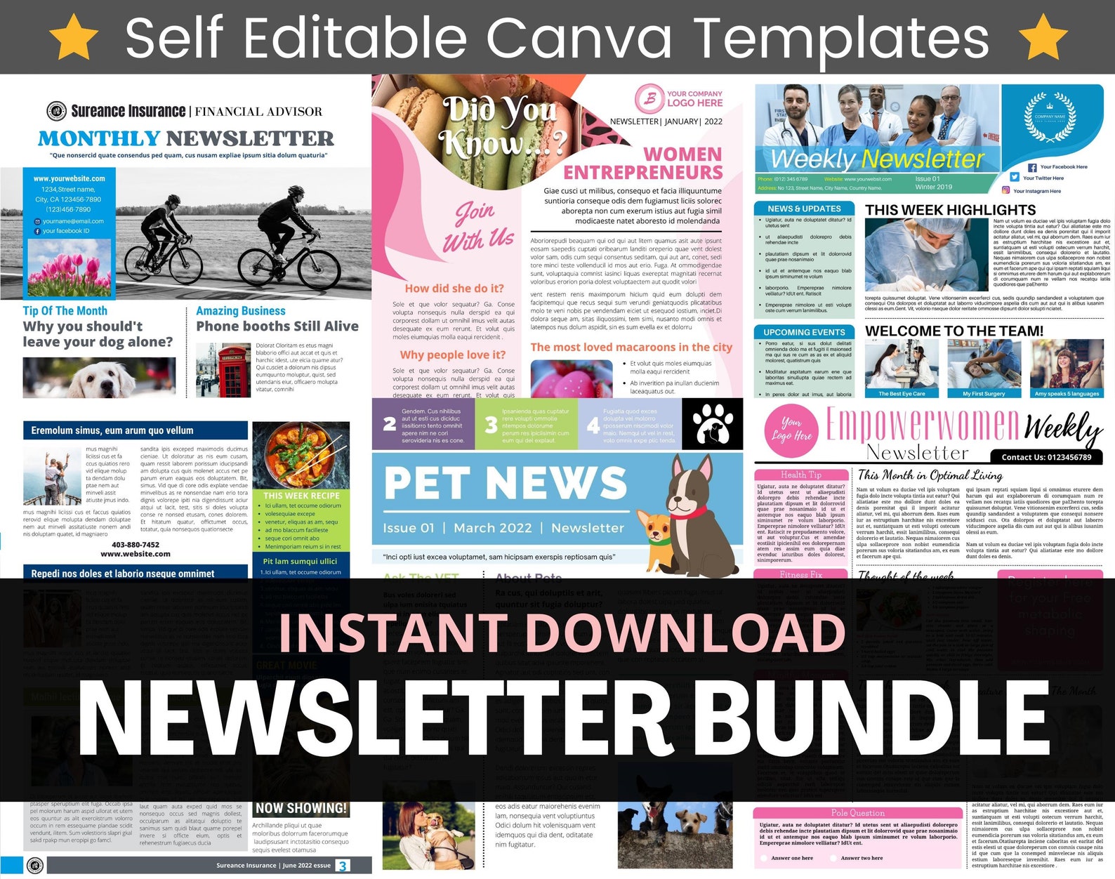 Email NEWSLETTER TEMPLATES Bundle Editable on Canva, Digital and ...