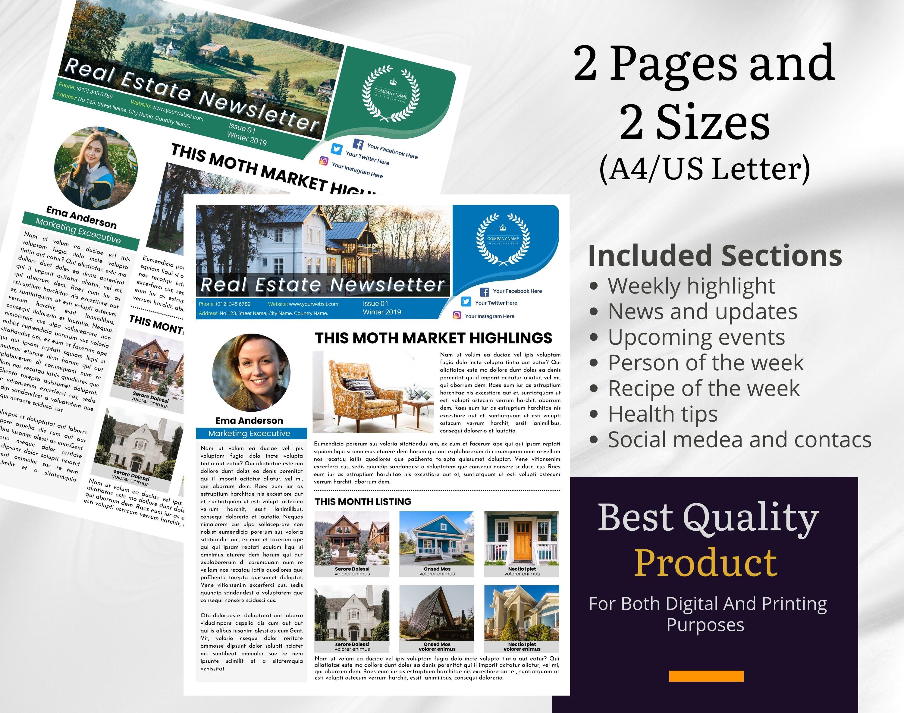 Real Estate Email NEWSLETTER TEMPLATE Editable on Canva, Digital and ...