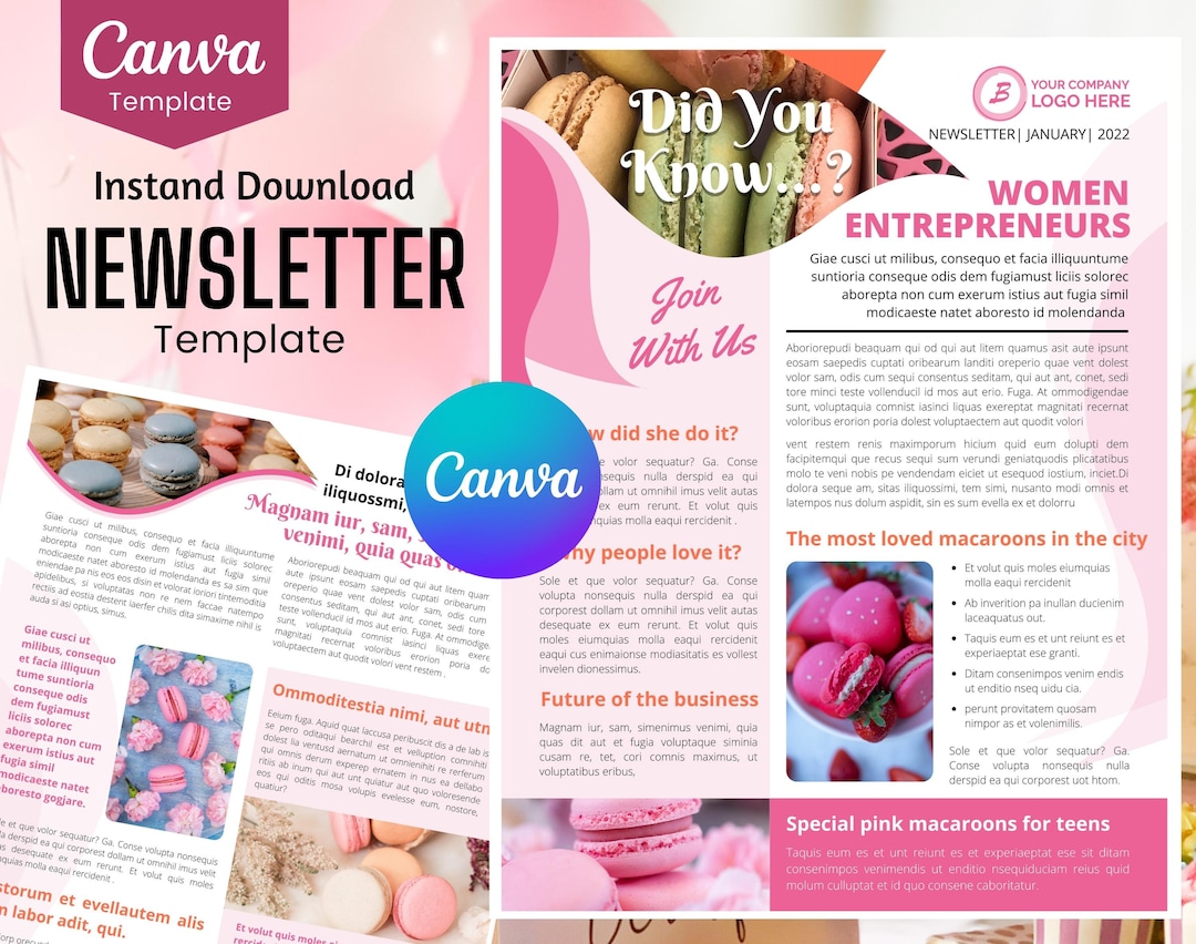 Instant Download Canva NEWSLETTER TEMPLATE, Digital and Printable - Etsy