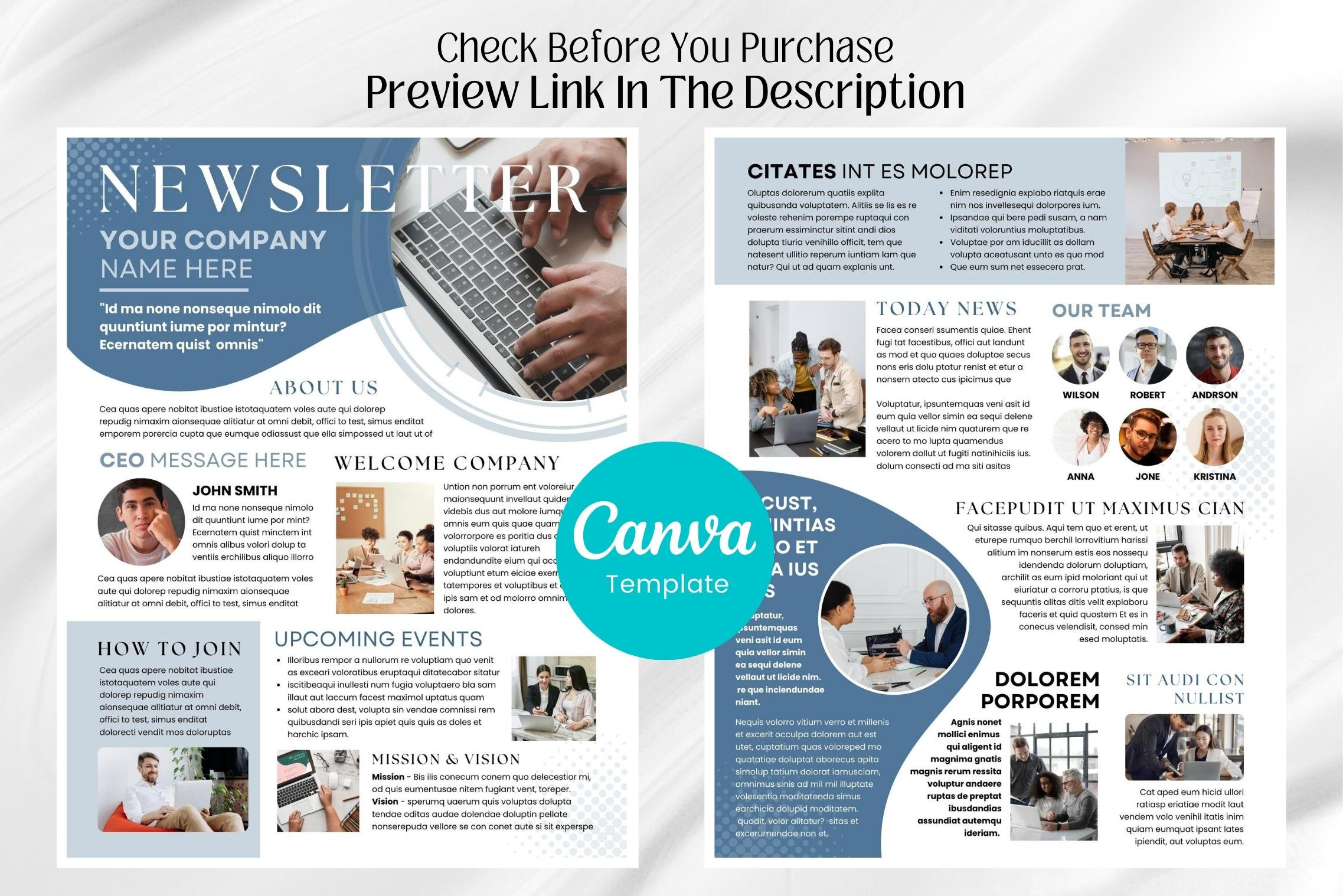 Instant Download Canva NEWSLETTER TEMPLATE, Digital and Printable - Etsy