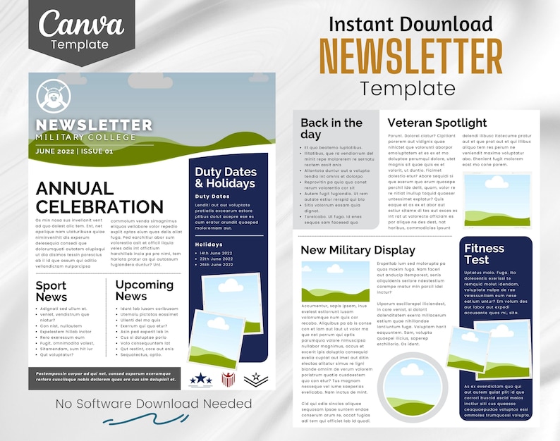 Military Newsletter Template: Editable Canva Design (digital Download ...