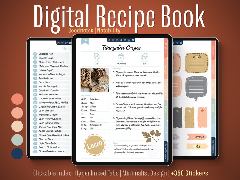 Digital Recipe Book: Meal Planner, Cookbook Template (goodnotes ...