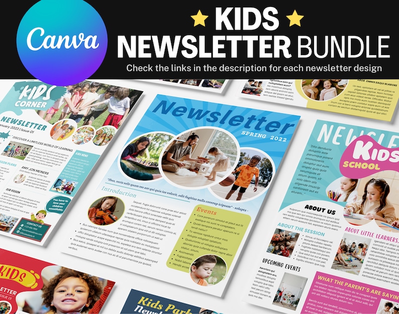 Kids NEWSLETTER BUNDLE Editable on Canva Templates, Digital and ...