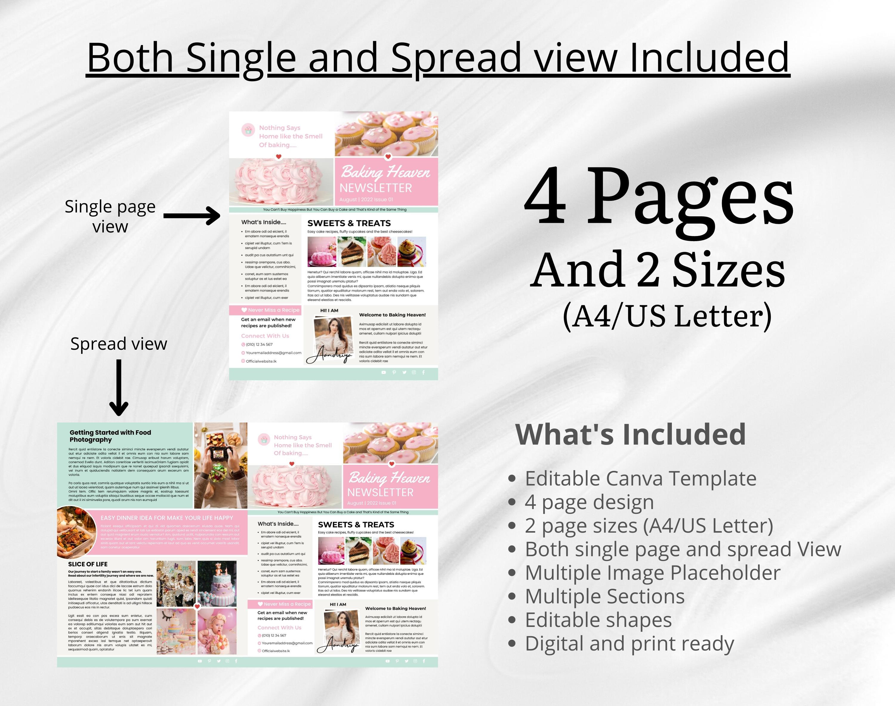 Bakery Newsletter Template: Editable Canva Layout (digital Download) - Etsy