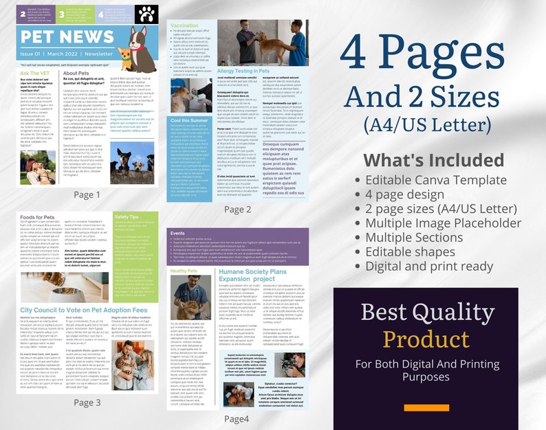 Pet Email Newsletter Template: Editable Canva Design (digital Download ...