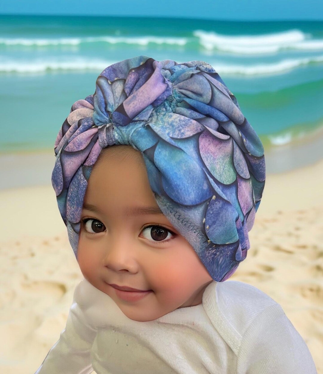 Mermaid SWIM Baby Turban, Seashell Turban, Baby Headwrap, Swim Turban ...