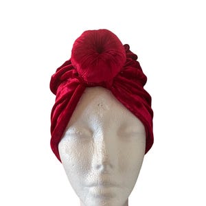 Vintage Turban, Red Velvet, Turban for Women, Chemo Headwear, Retro ...