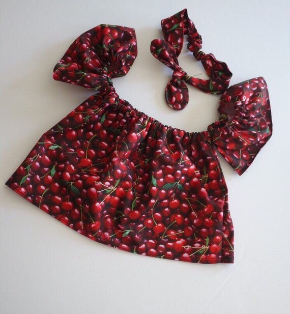 Cherry off Shoulder Top Girls Cherry Crop Top Toddler Summer - Etsy