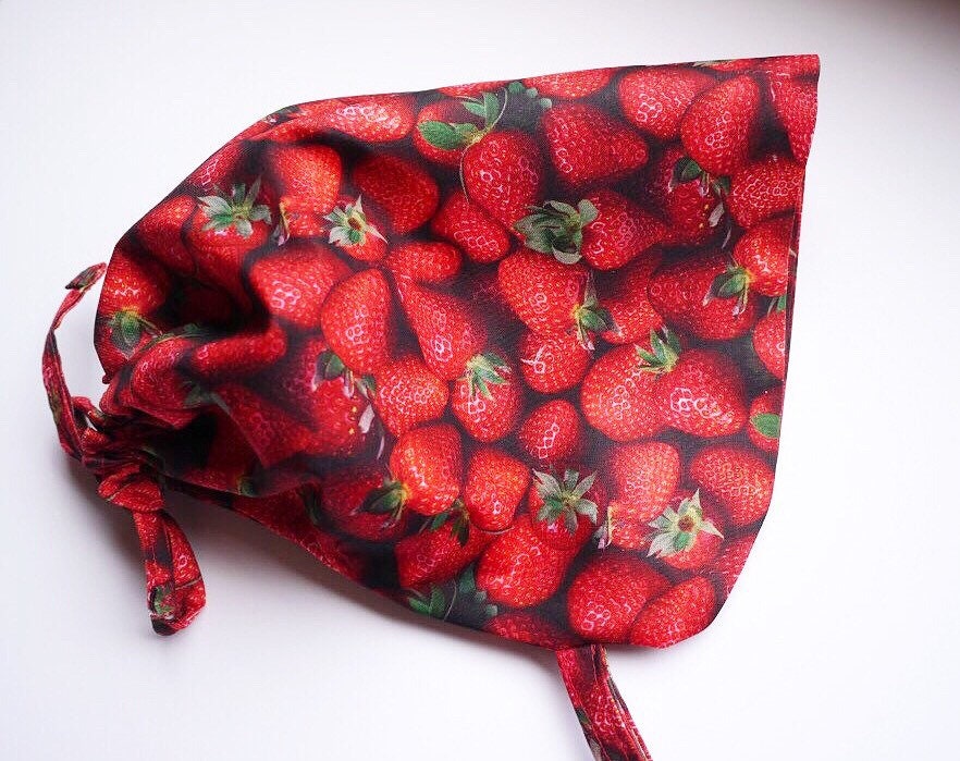 strawberry baby bonnet // baby sun bonnet // reversible bonnet // linen ...