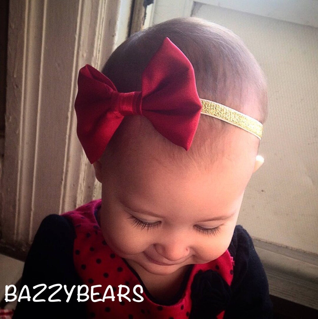Christmas Red Bow, Baby Headband, Red Baby Headband, Bow Headband ...
