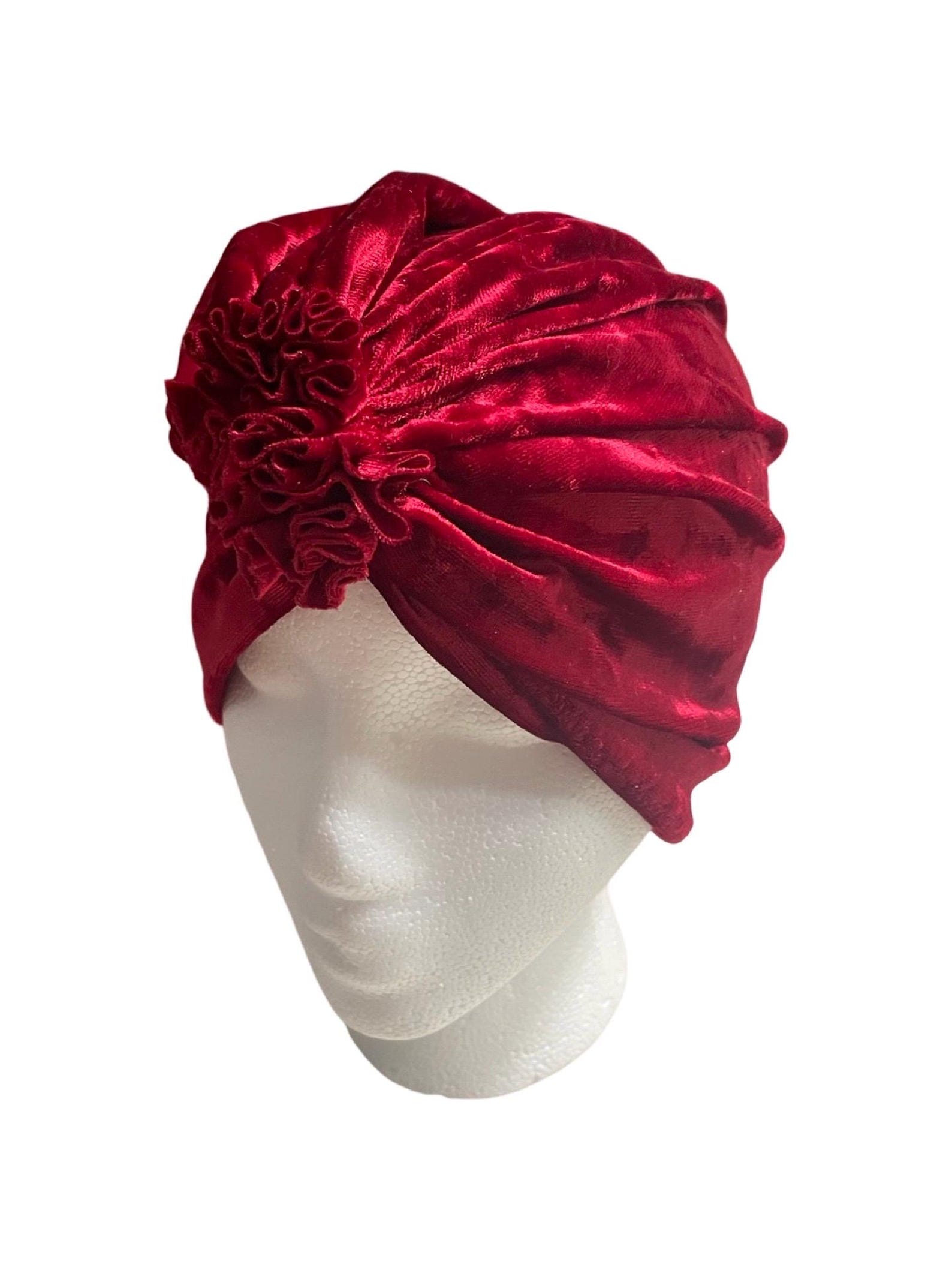 Vintage Turban, Red Velvet, Turban for Women, Chemo Headwear, Retro ...