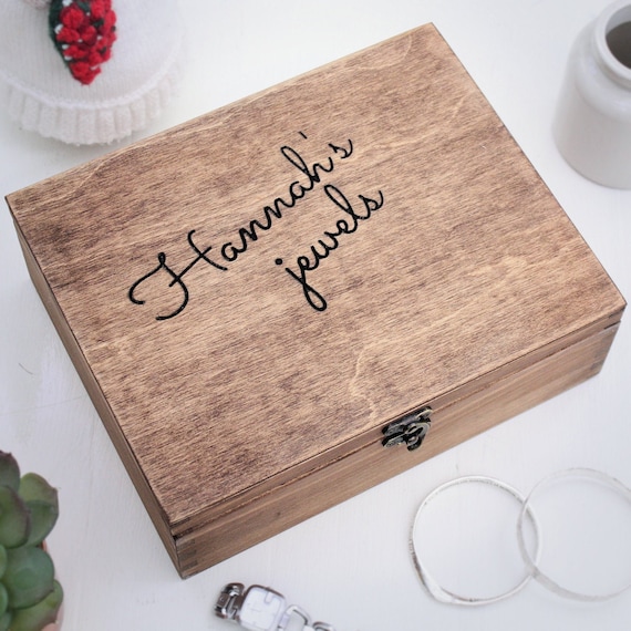 Wooden Personalised Name Jewellery Box Jewellery Storage - Etsy UK