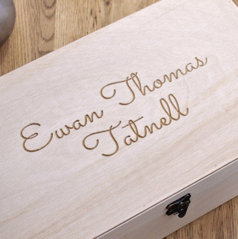 Carved Name Personalised Wooden Memory Box - Keepsake Box - Wooden ...