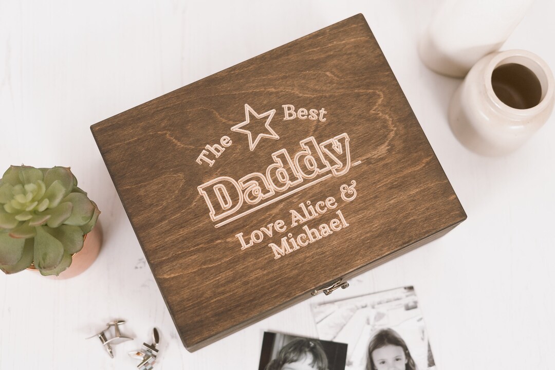 The Best Daddy Personalised Wooden Watch and Cufflink Box Father's Day ...