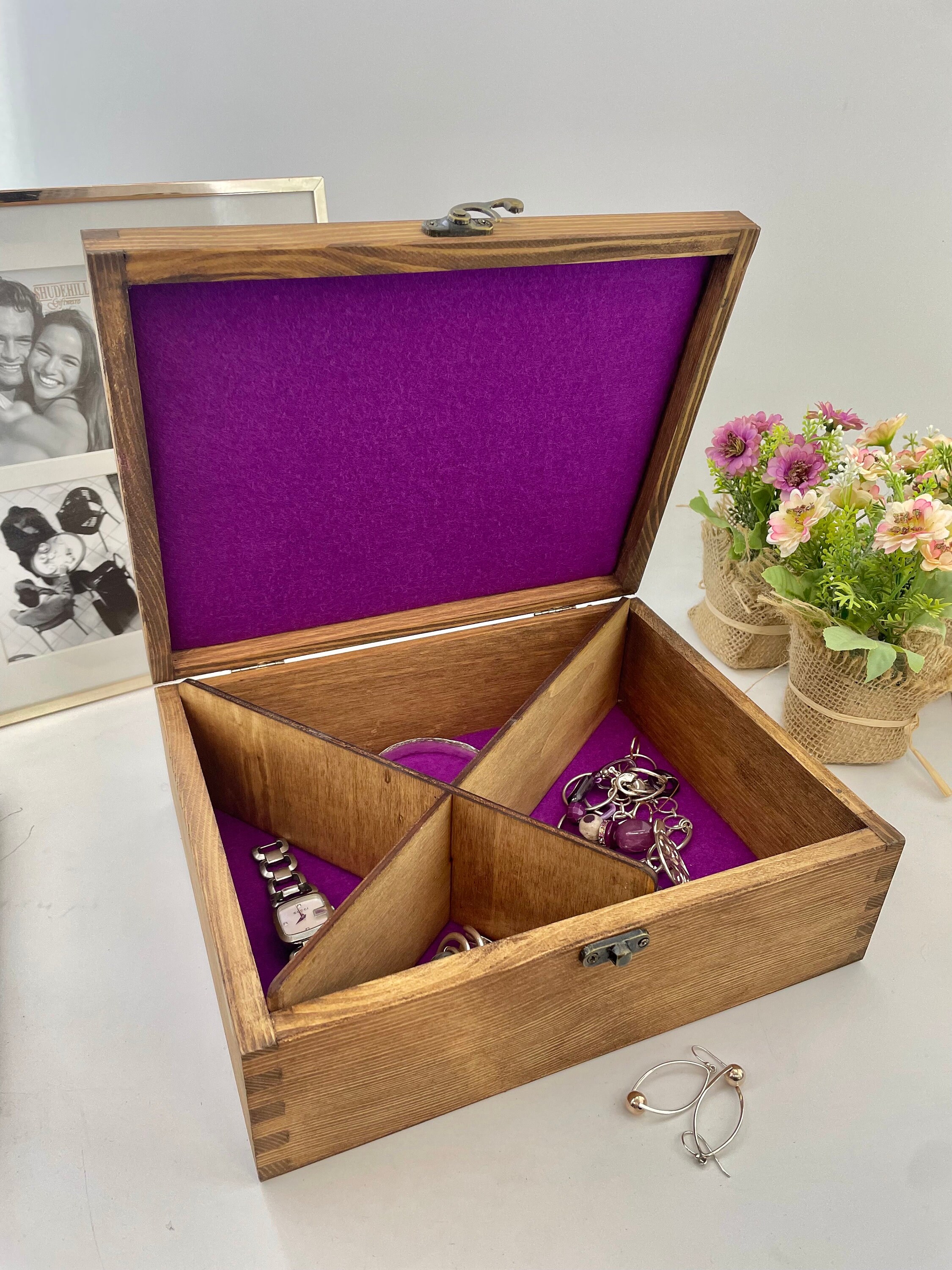 Wooden Personalised Name Jewellery Box - Jewellery Storage - Large ...