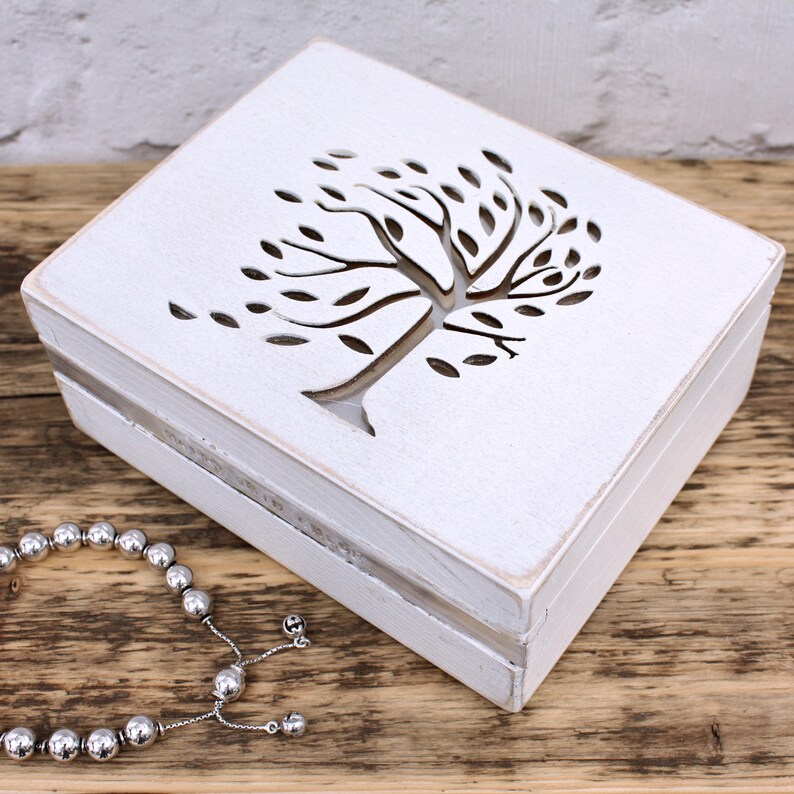 Wooden Tree Filigree Trinket Box Personalised Wooden - Etsy
