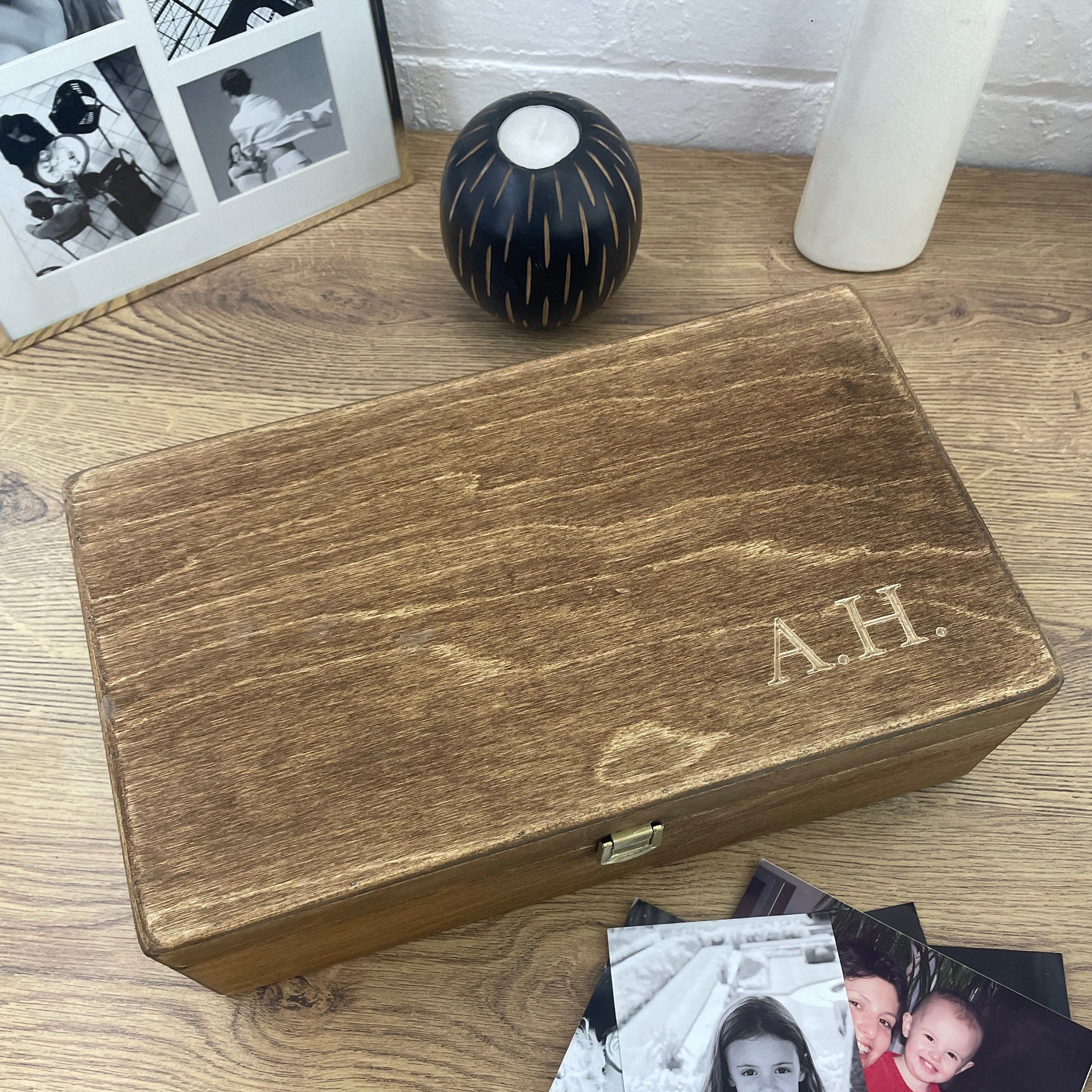 Carved Initials Wooden Keepsake Box Personalised Memory Box - Etsy UK