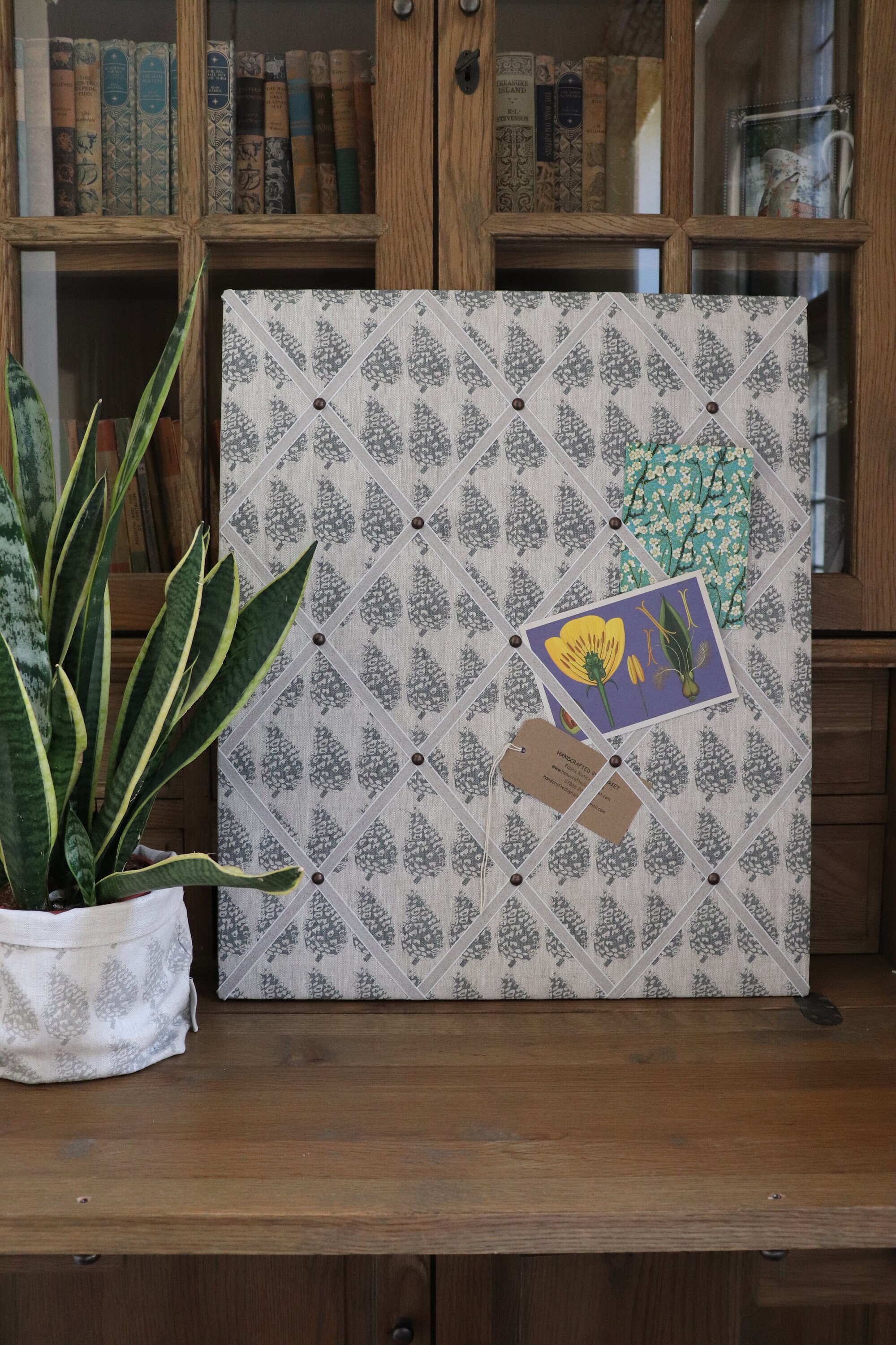 Notice board Grey pinecone linen from Madder Cutch & Co | Etsy
