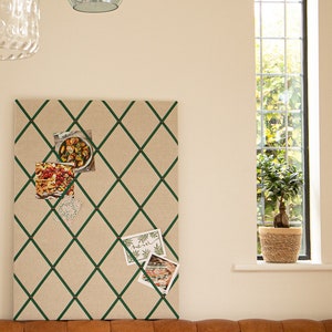 Natural Linen Fabric Notice Board (many Different Coloured Ribbons and ...