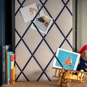 Natural Linen Fabric Notice Board (many Different Coloured Ribbons and ...