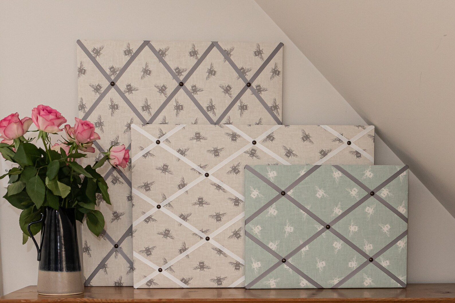 Bee Fabric Notice Board, Memo Board, Beige or Duck Egg - Multiple Sizes ...