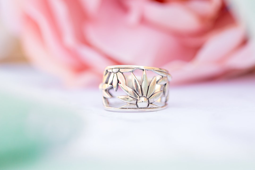 925 Sterling Silver Daisy Ring, Christian Ring, Flower Ring, Faith Ring ...