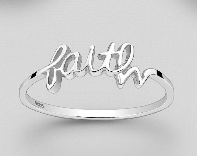 Faith Ring, Sterling Silver Faith Ring, Christian Ring, Scripture Ring ...