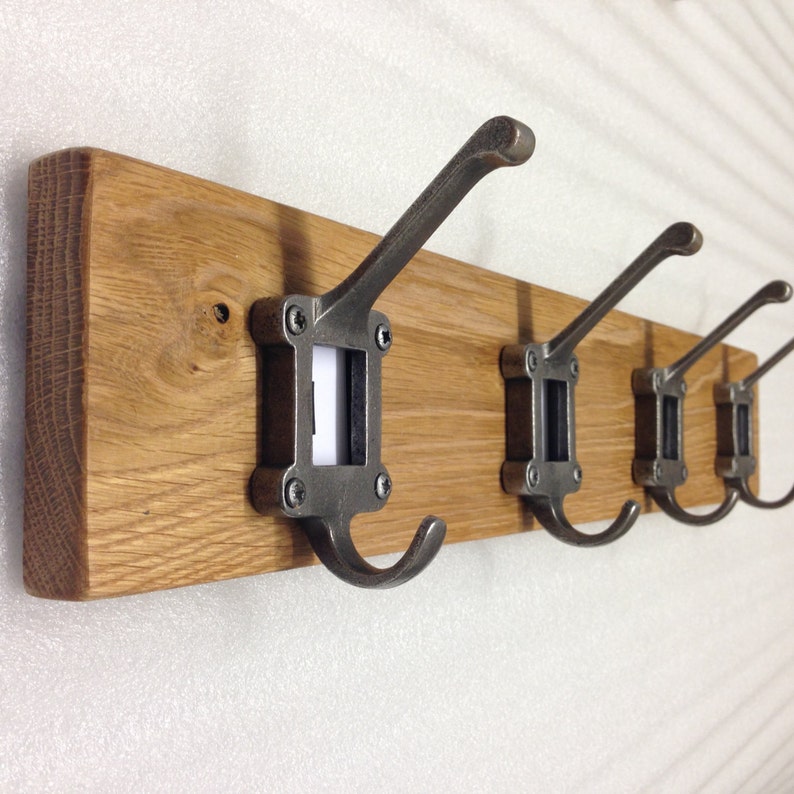 Luxury Solid Oak Wood Wooden Coat Rail Cast Iron School Style | Etsy