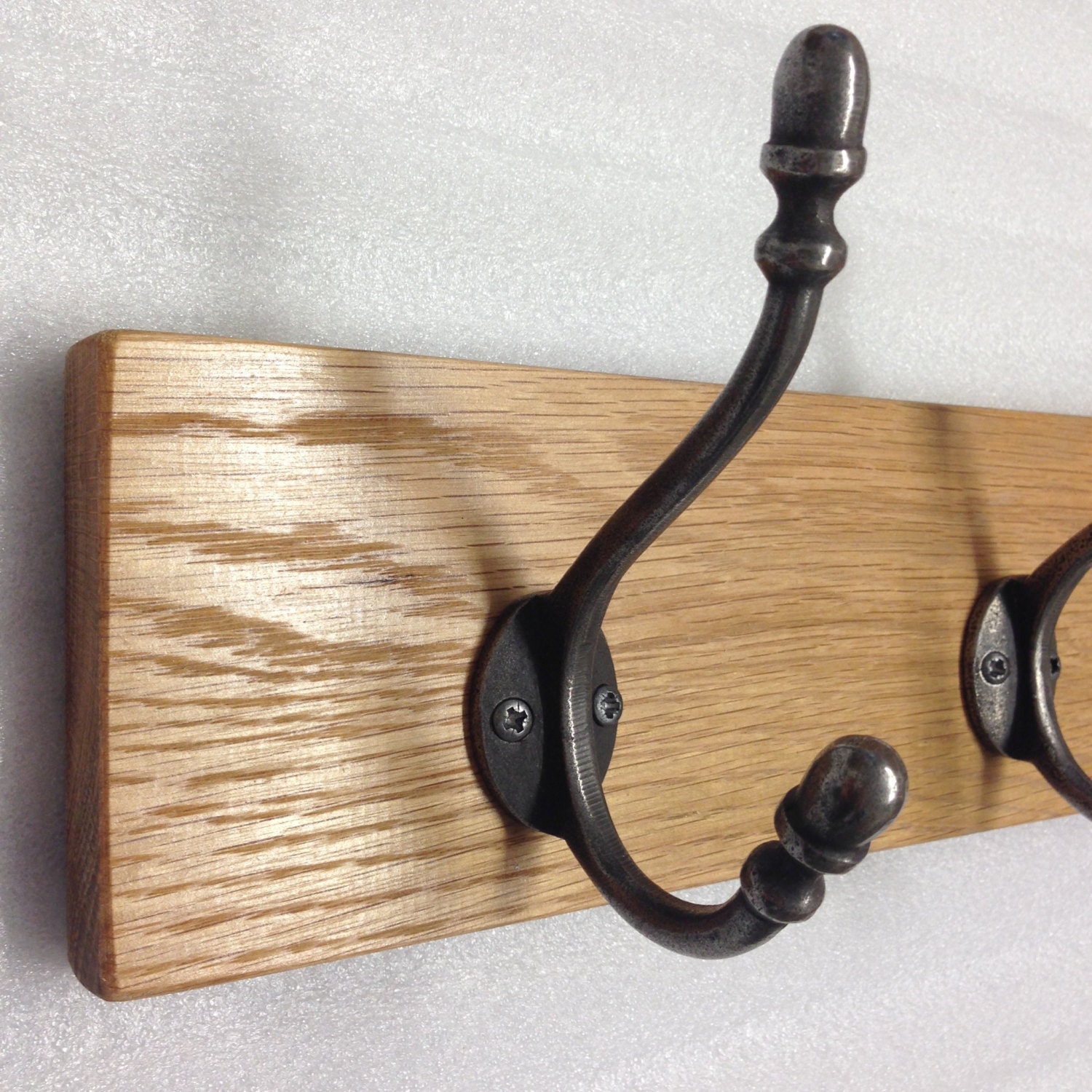 Luxury Solid Oak Wood Wooden Coat Rail Cast Iron Acorn Style | Etsy