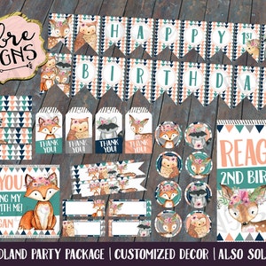Woodland Birthday Party Printable Decorations for Girls - Etsy