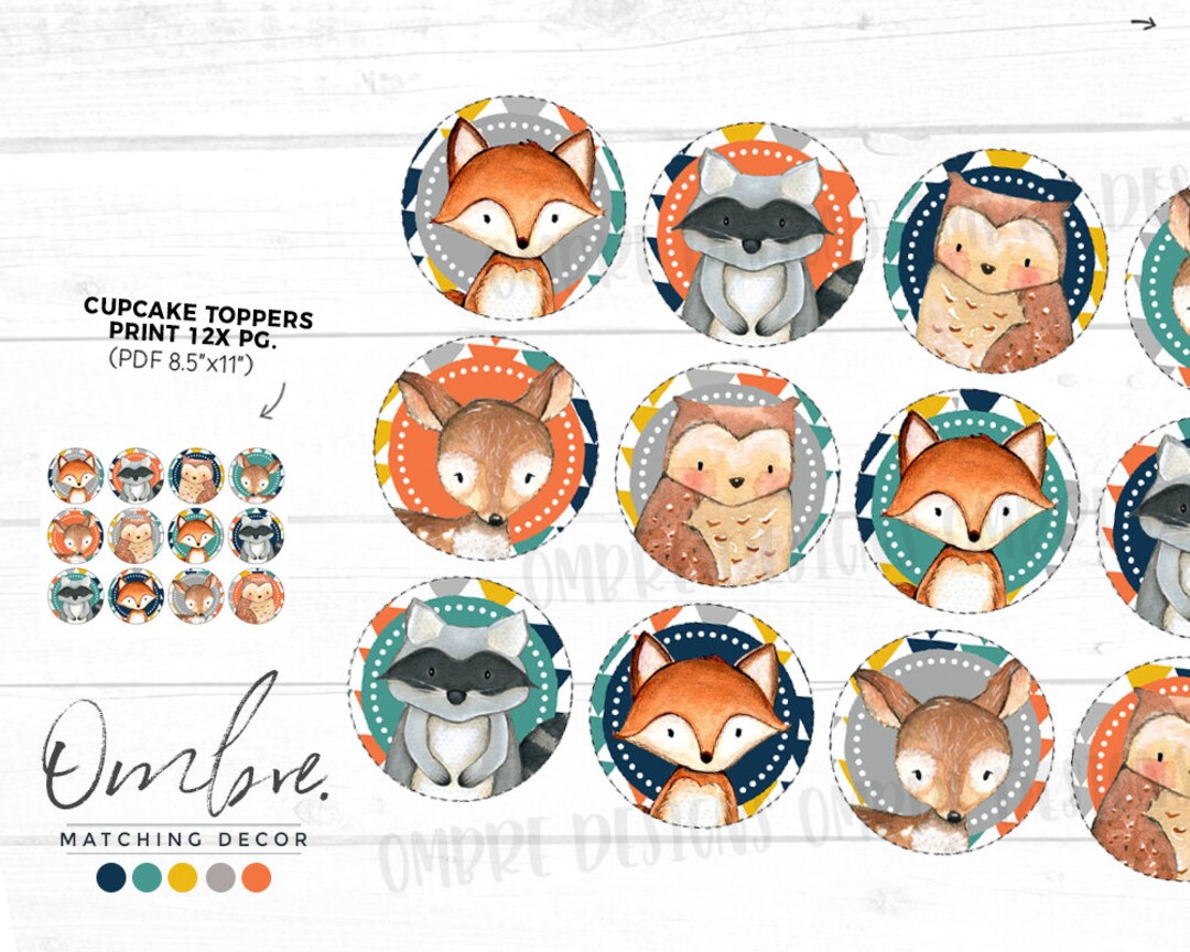 Woodland Cupcake Toppers, Forest Animals Printable Party Decor ...