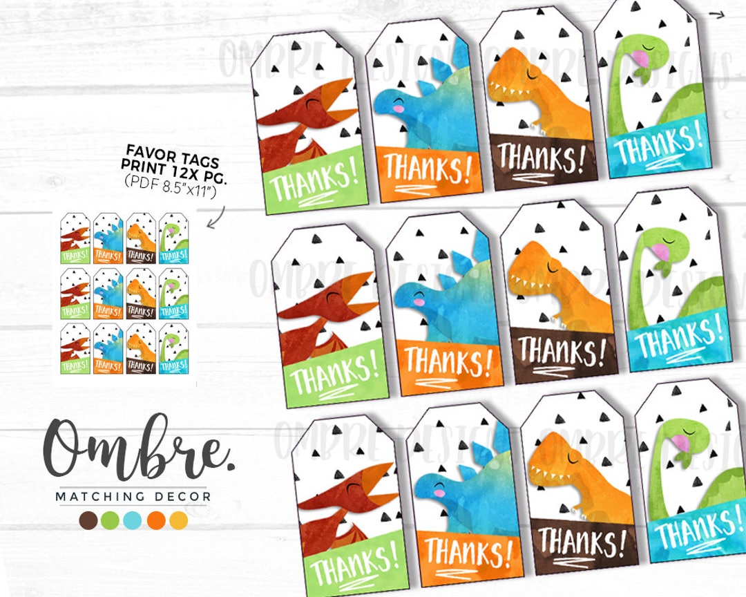 Dinosaur Party Favor Tags | Instant Download - Etsy