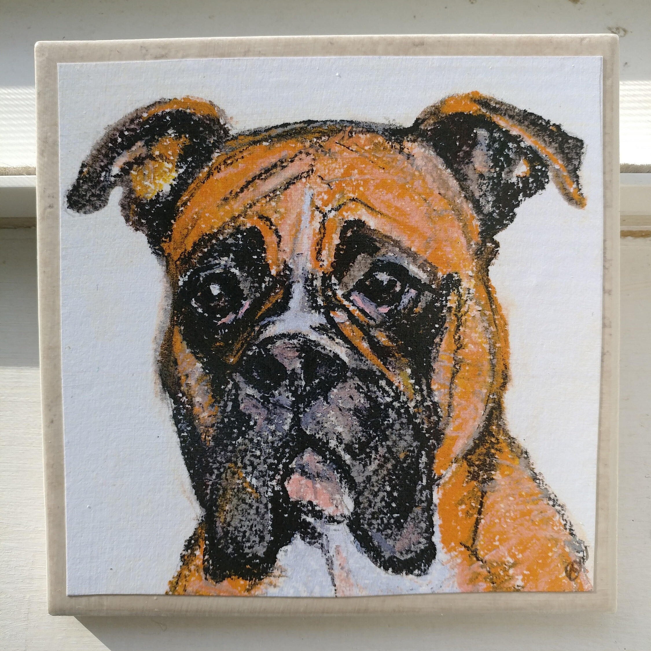 Boxer Nozoo Art Tile, Dog Portraits, Ceramic Dog Tiles Boxer Wall Decor ...
