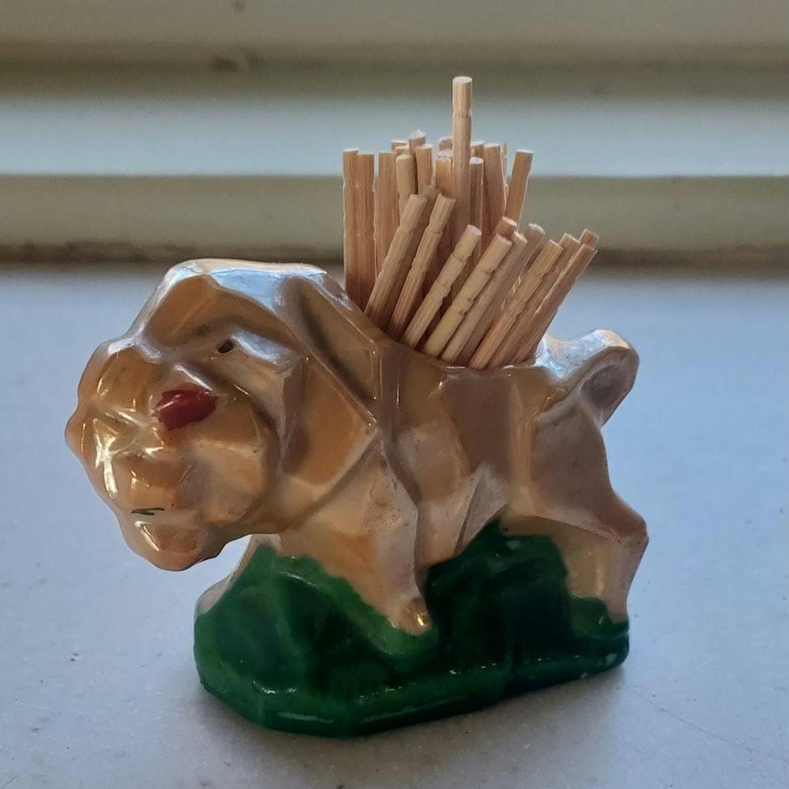 Porcelain Cubist Lion Toothpick Holder - Etsy