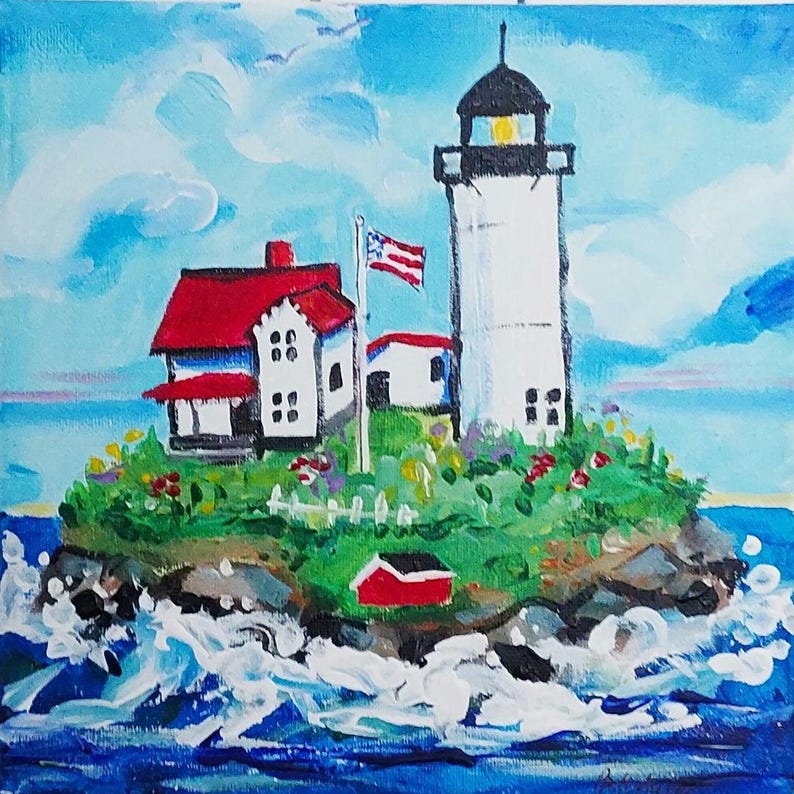 NUBBLE Lighthouse, Original Acrylic Painting - Etsy