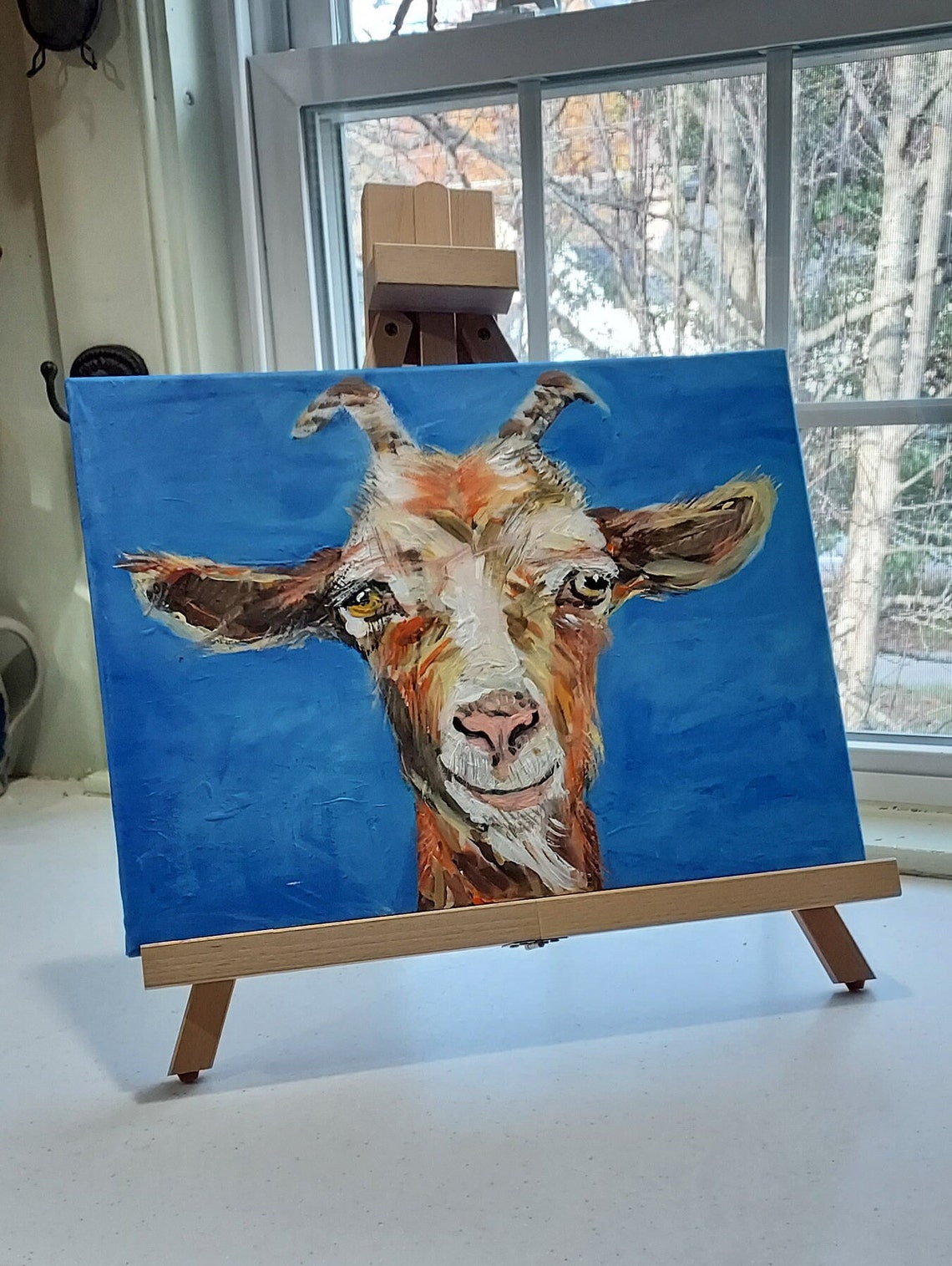 Goat Painting, Acrylic on Stretched Canvas, GOAT, Original Art - Etsy
