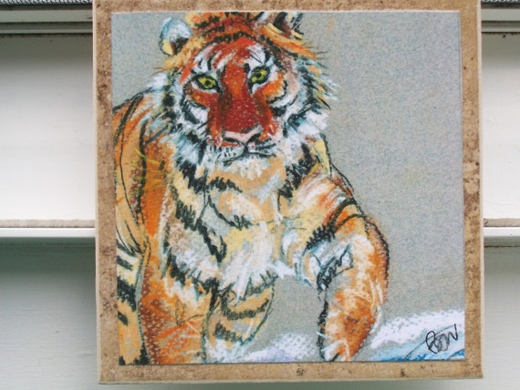 Tigersiberian Art Tile Tiger Wall Art Tiger Coaster Tiger | Etsy