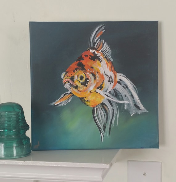Acrylic Original Goldfish Artwork Goldfish Painting #4 Goldfish Art Art ...