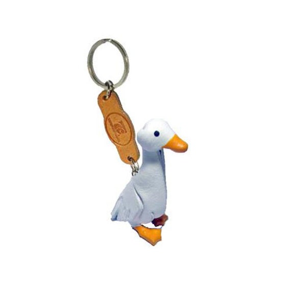 Personalised Duck Keyring Leather Animal Keychain - Etsy